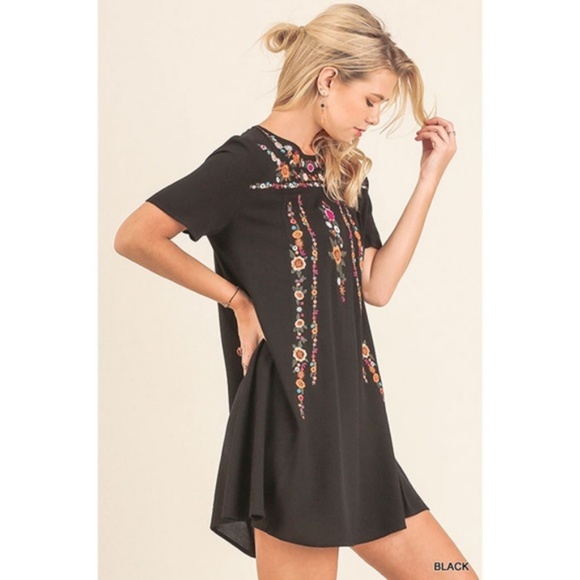 Umgee | Dresses | Nwt Umgee Black Floral Embroidered Dress | Poshmark